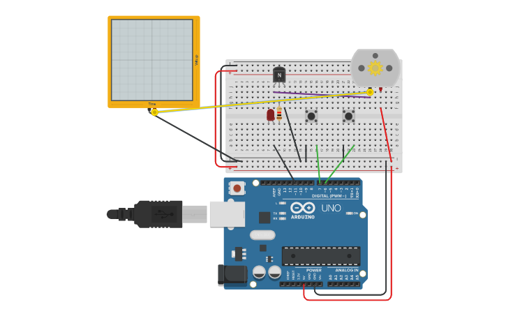 Circuit design motor y arduino - Tinkercad