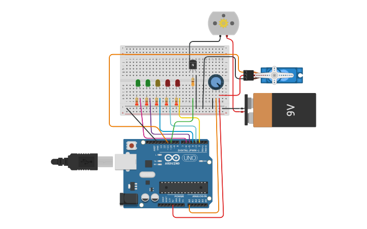 Circuit design modelo de parcial. prender un solo led - Tinkercad