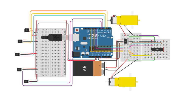 Circuit design Copy of Line Follower Robot - Tinkercad