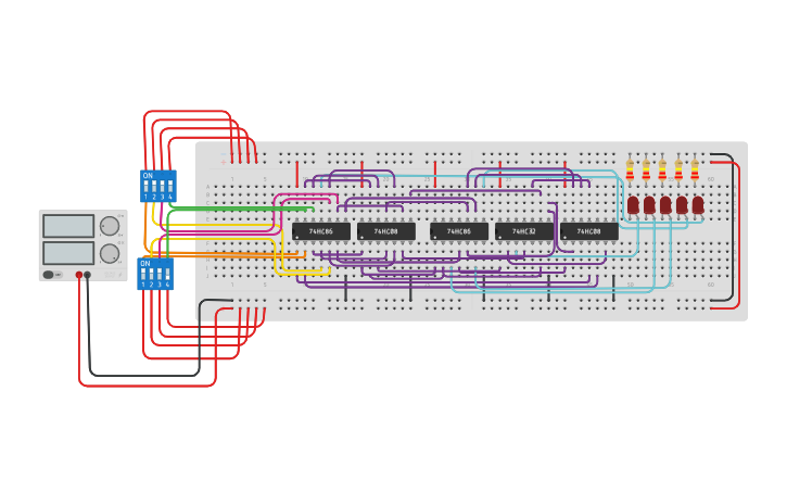 Circuit design 4 bit adder by De Guzman, Jemma Mharie G. - Tinkercad