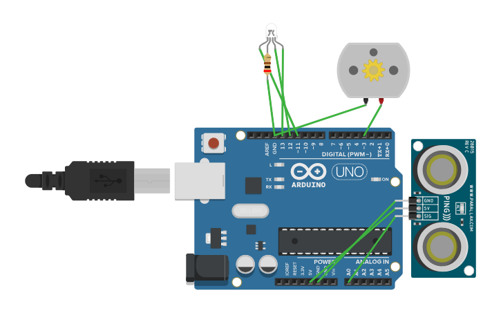 Circuit design proximity speed control - Tinkercad