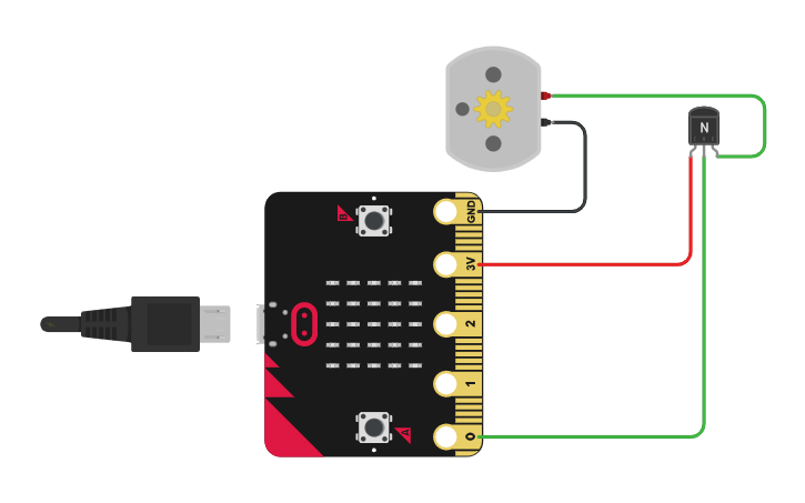 Circuit design microbit with DC motor - Tinkercad