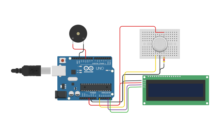 Circuit design Gas Sensor 5 - Tinkercad
