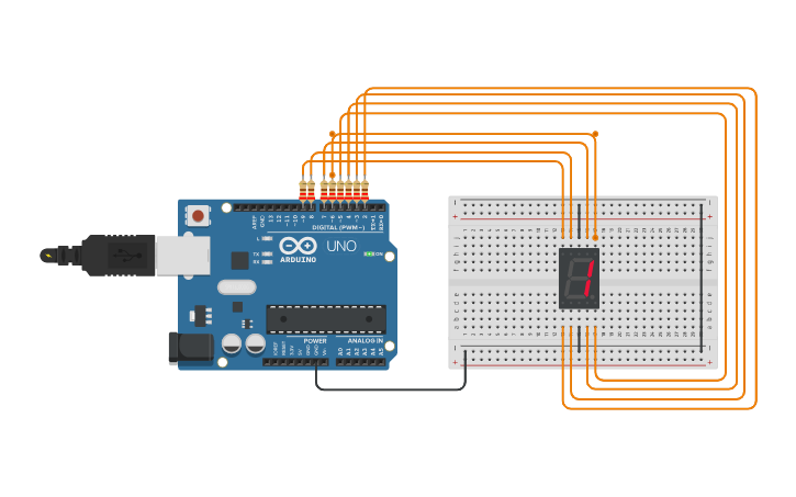 Circuit design B7 Segment Display - Tinkercad