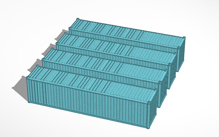 3D design N-Scale Container x 4 - Tinkercad