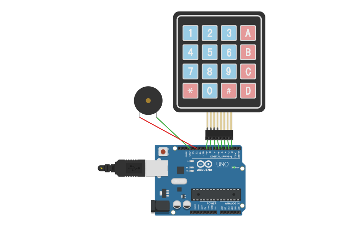Circuit Design Teclado 4x4 Tinkercad