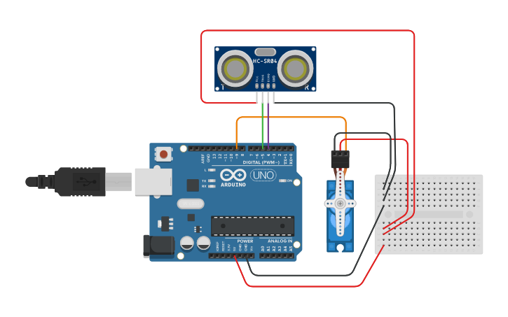 Circuit design Robot Pet - Mini Breadboard - Tinkercad