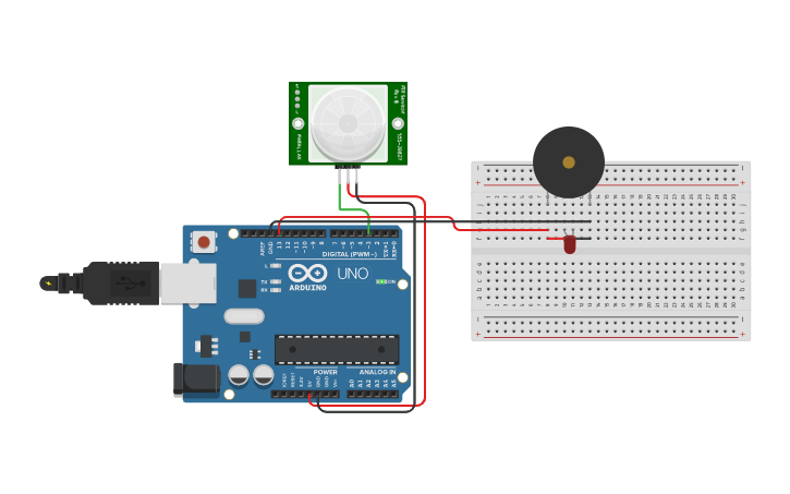 Circuit design PIR Sensor - Tinkercad