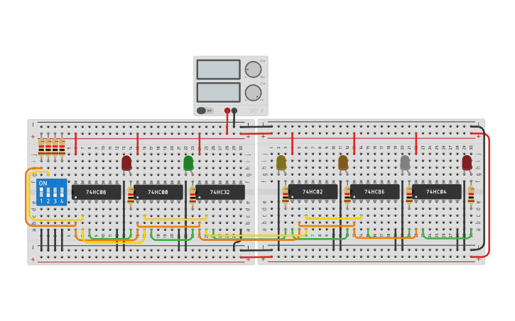 Circuit design PUERTAS LOGICAS 2022 - DISEÑO LOGICO DIGITAL - Tinkercad