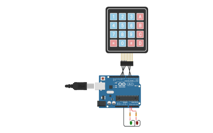 Circuit design Digicode Arduino - Tinkercad