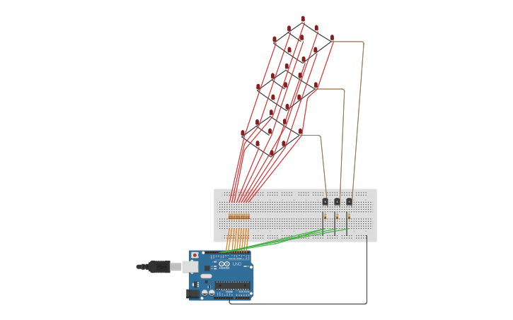 Circuit design cubo 3x3x3 - Tinkercad