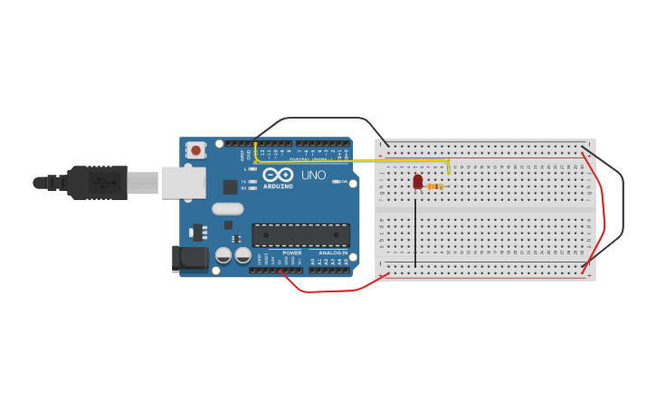 Circuit design Simple LED Blink | Tinkercad