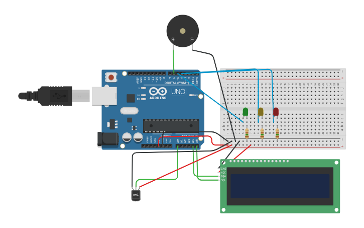 Circuit design Fire Alarm - Tinkercad