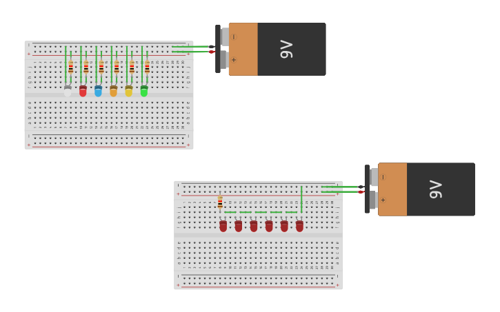 Circuit design small breadboard - Tinkercad