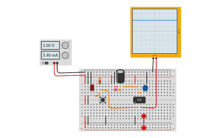 Circuit design Monoestable 555 - Tinkercad