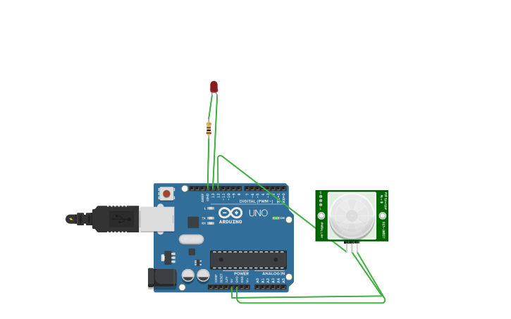 Circuit Design Motion Sensor Tinkercad
