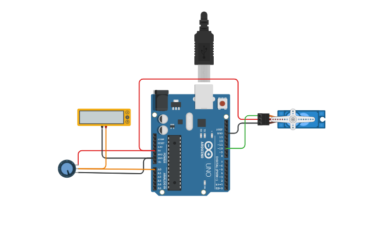 Circuit design pot + servo - Tinkercad