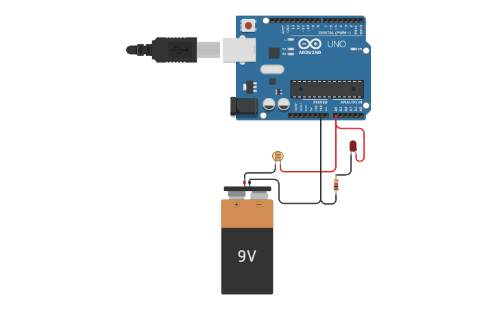 Circuit design LDR Sensor - Tinkercad