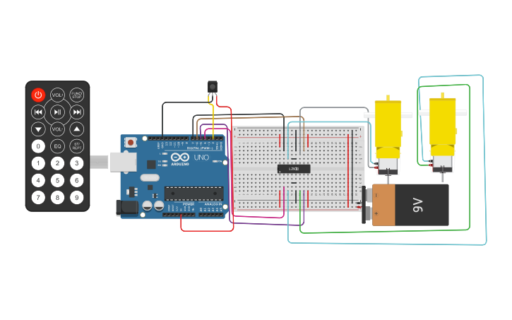 Circuit design remote control car - Tinkercad