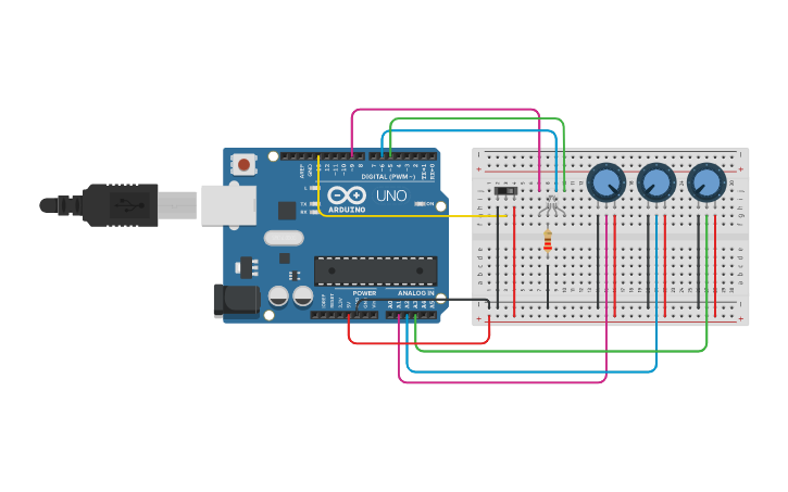 Circuit design led RGB - Tinkercad