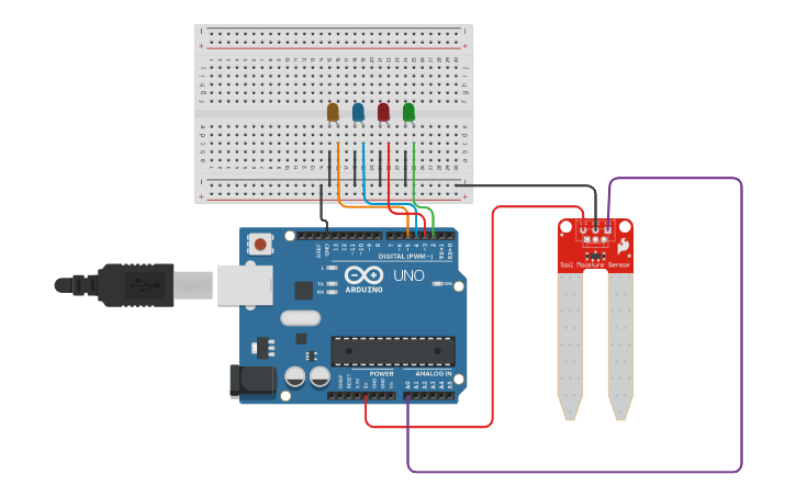 Circuit design Soil Humidity Sensor | Tinkercad