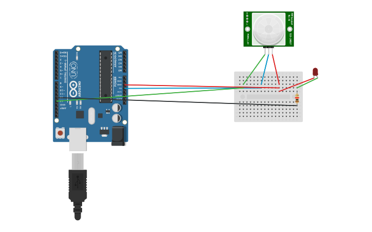 Circuit Design Motion Detection Tinkercad