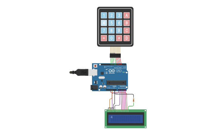 Circuit design lcd + key - Tinkercad
