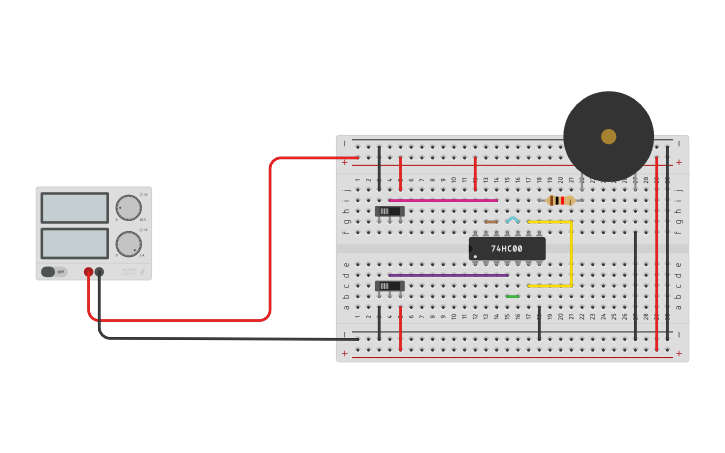 Circuit design Door bell using NAND | Tinkercad