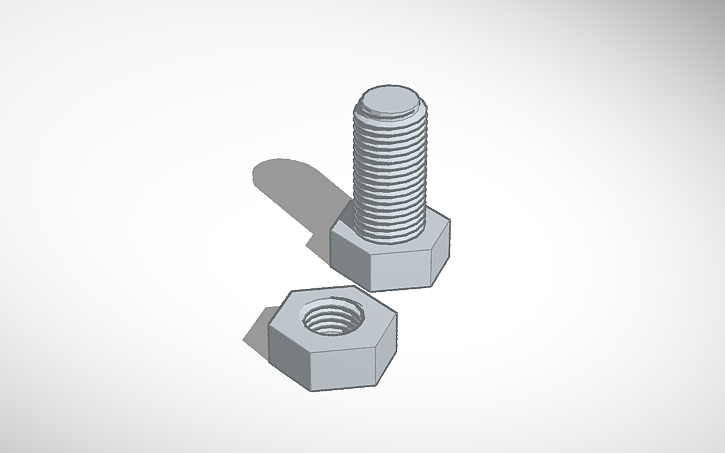 3D design Nut and Bolt - Tinkercad