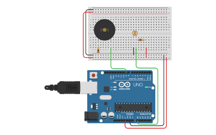 Circuit Design Task 2 Photoresistor And Buzzer Tinkercad