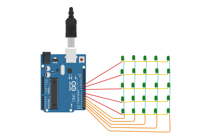 Circuit Design Led Matrix Tinkercad 