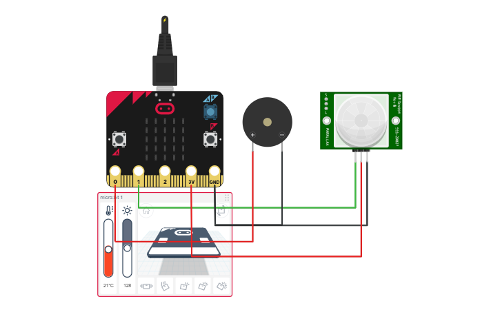Circuit design microbit pir sensor. - Tinkercad