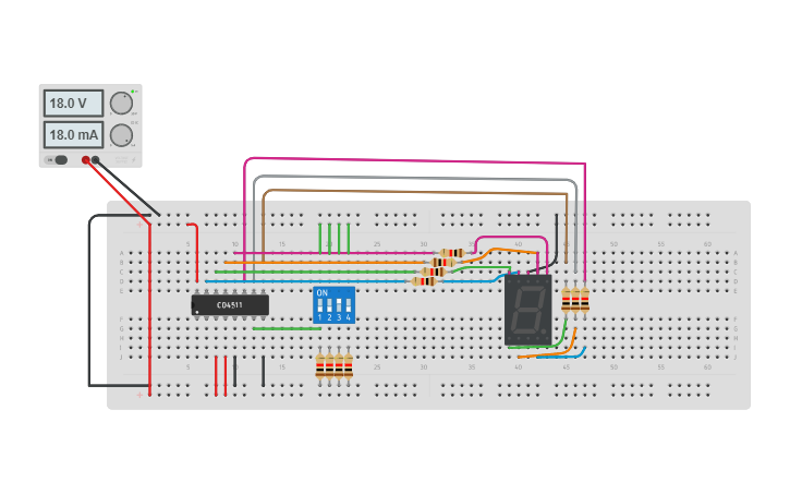 Circuit design 7 SEGMENT - Tinkercad