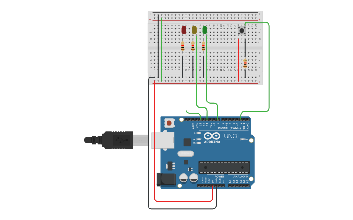 Circuit design TRAFFIC - Tinkercad