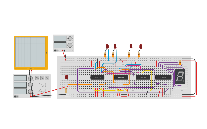 Circuit design week13 BCD counter using JK flip-flop - Tinkercad