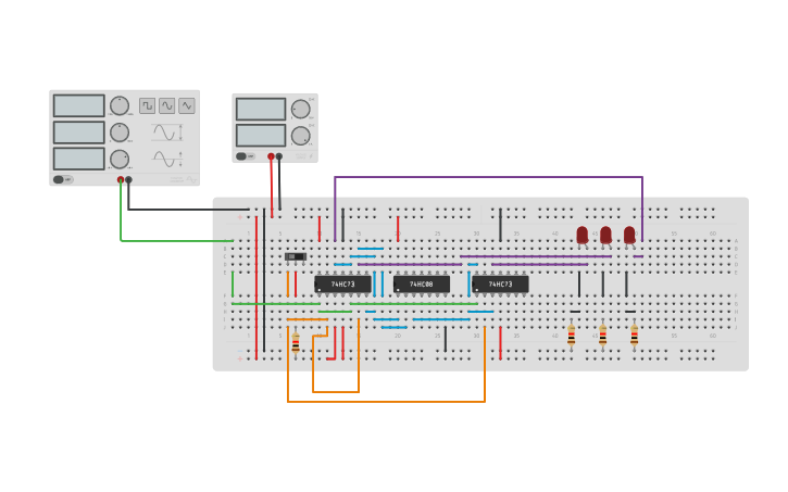Circuit design Synchronous Up Counter - Tinkercad