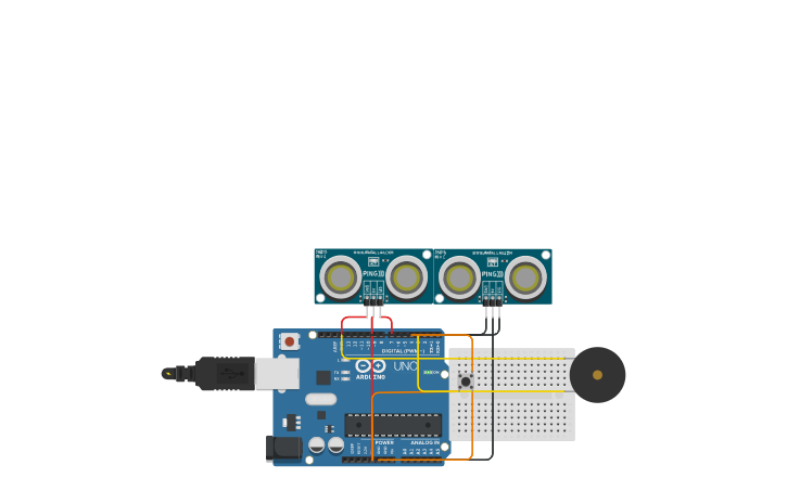 Circuit design Ultrasonic - Tinkercad