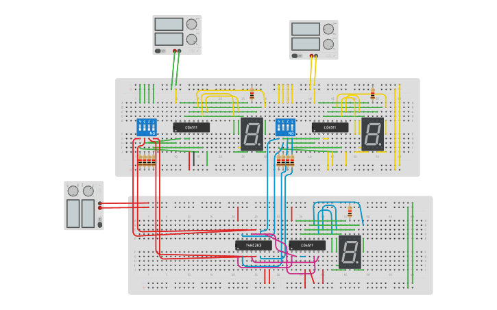 Circuit design suma de binarios - Tinkercad