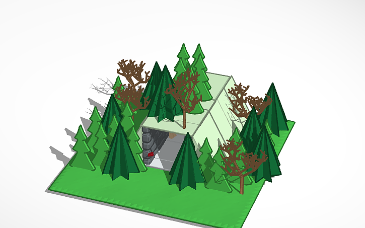 3D design a cave in the woods - Tinkercad