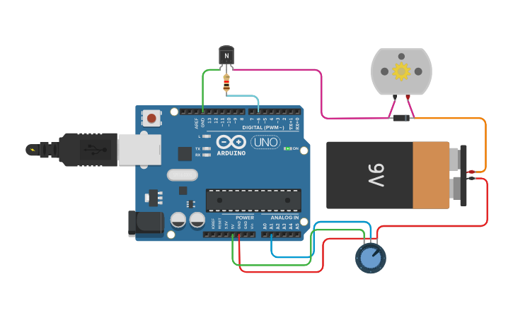 Circuit design Deney 8 - Arduino ile DC Motor Uygulamaları | Tinkercad