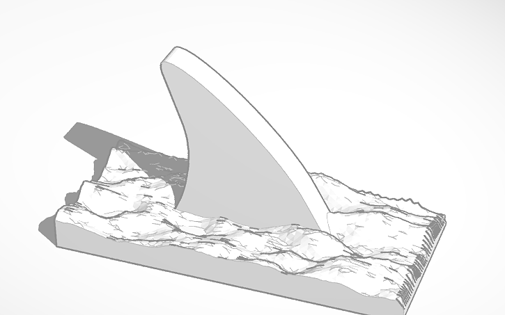 3D design Wiley silver shark fin emerging from water - Tinkercad