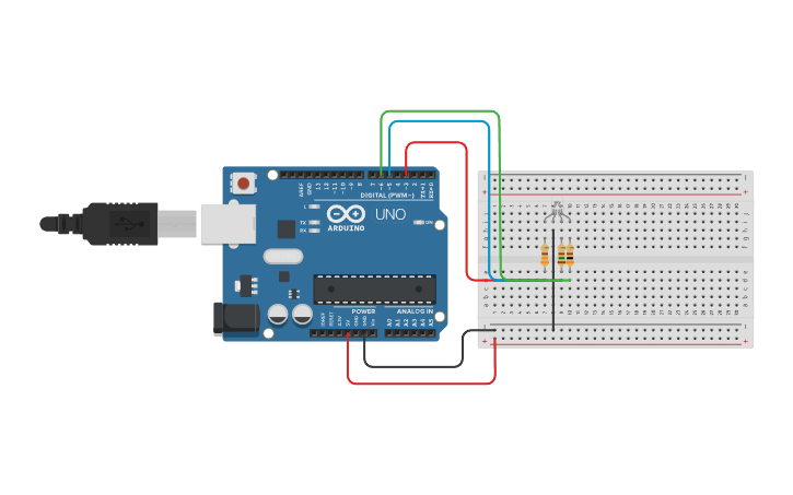 Circuit design led rgb - Tinkercad