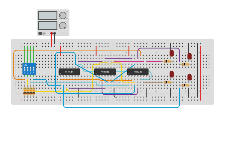 Circuit design BCD TO EXCESS- 3 CODE CONVERTERS - Tinkercad Circuit design BCD TO EXCESS- 3 CODE CONVERTERS - Tinkercad