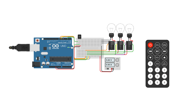 Circuit design Ligar uma Lâmpada Usando Controle Remoto - Tinkercad