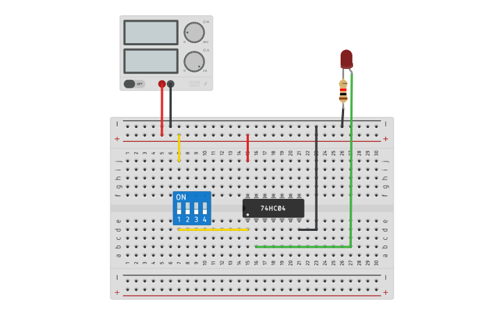 Circuit design inverter - Tinkercad