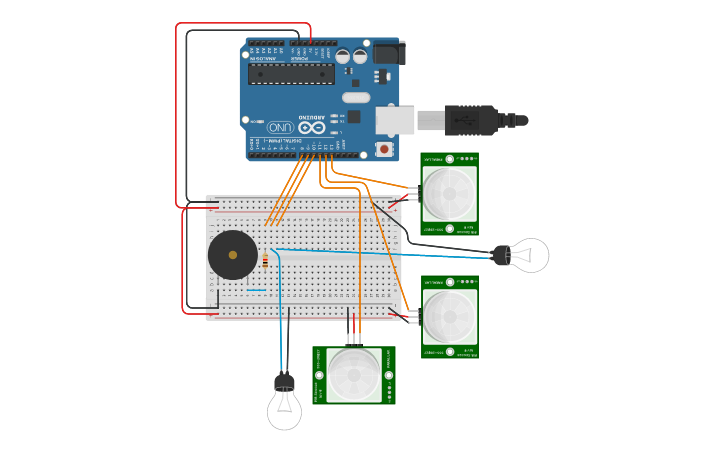 Circuit design Sensores - Tinkercad