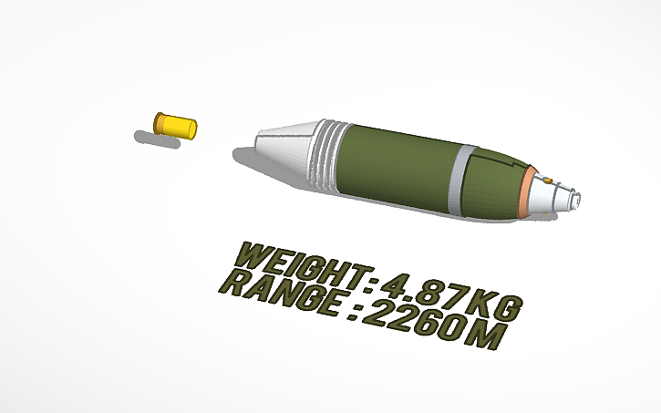 3D design WWII US 81mm HE mortar round - Tinkercad