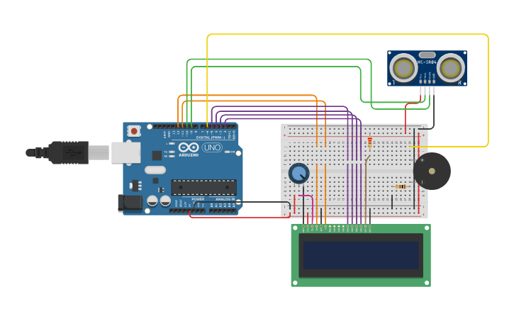 Circuit Design Distance Buzzer Tinkercad