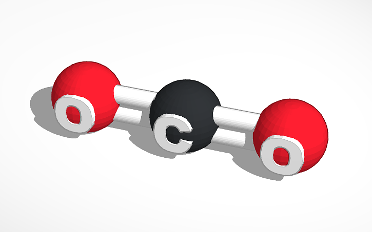 3D design Simple CO2 Molecule (Carbon dioxide) - Tinkercad