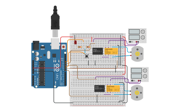 Circuit design PUERTA CON FUNCIONAMIENTO DE DOS MOTORES - Tinkercad